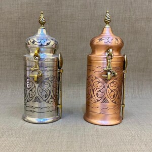 Copper Coffee Pot, Copper Jar With Spoon, Embroidered Copper Jar With ...