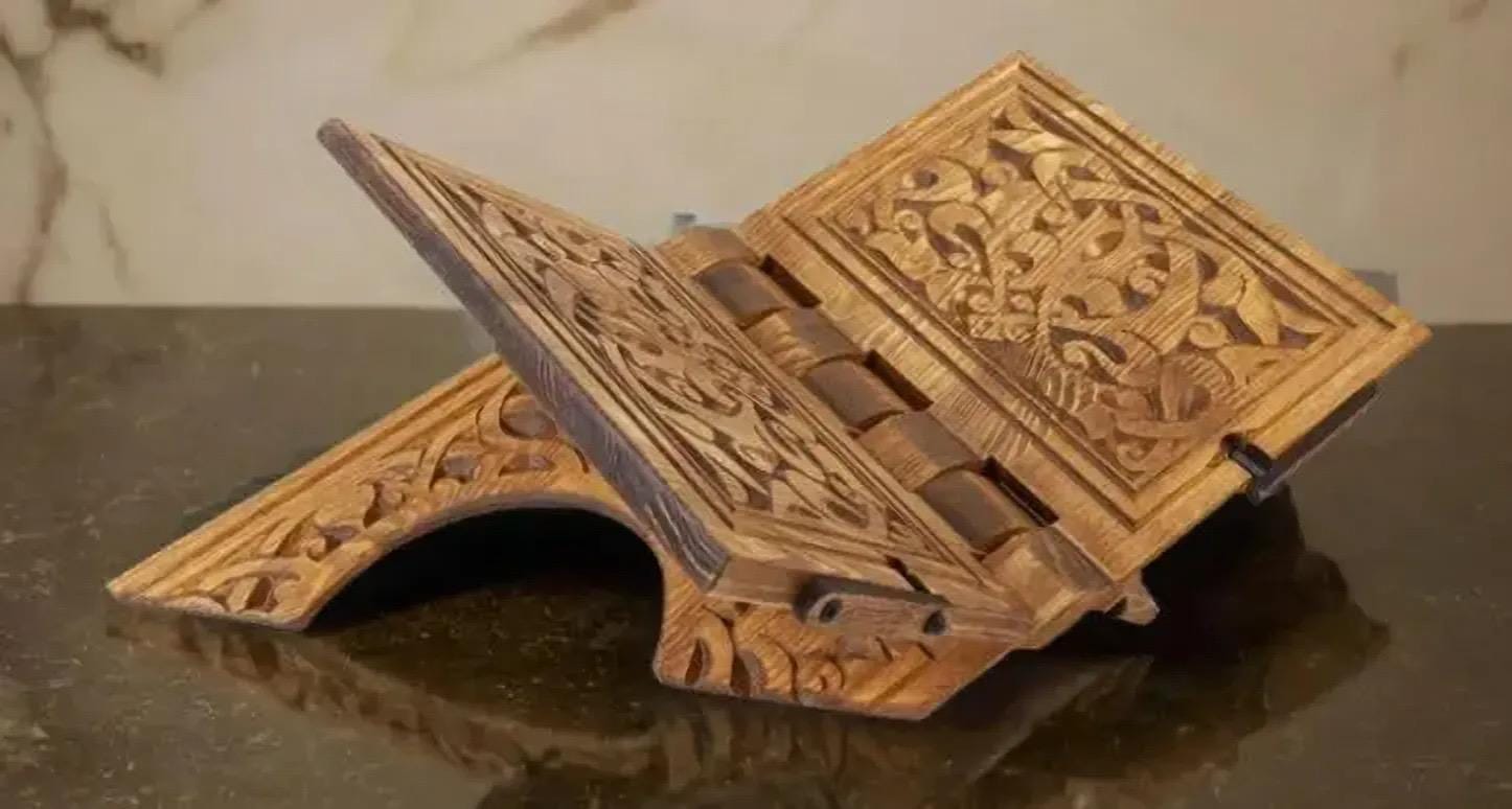 Wooden Book Stand for Quran and Bible Reading, Foldable Book Rest ...