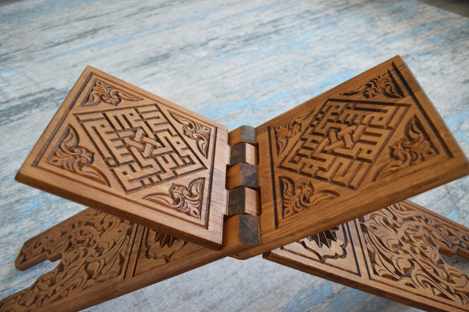 Handmade Wooden Folding Quran-bible Stand,natural Wood Bookshelf ...