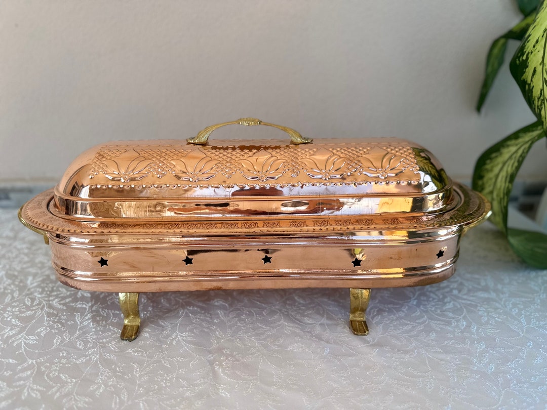 Heated Copper Kebab Serving Plate,food Serving Plate With Lid,heated ...