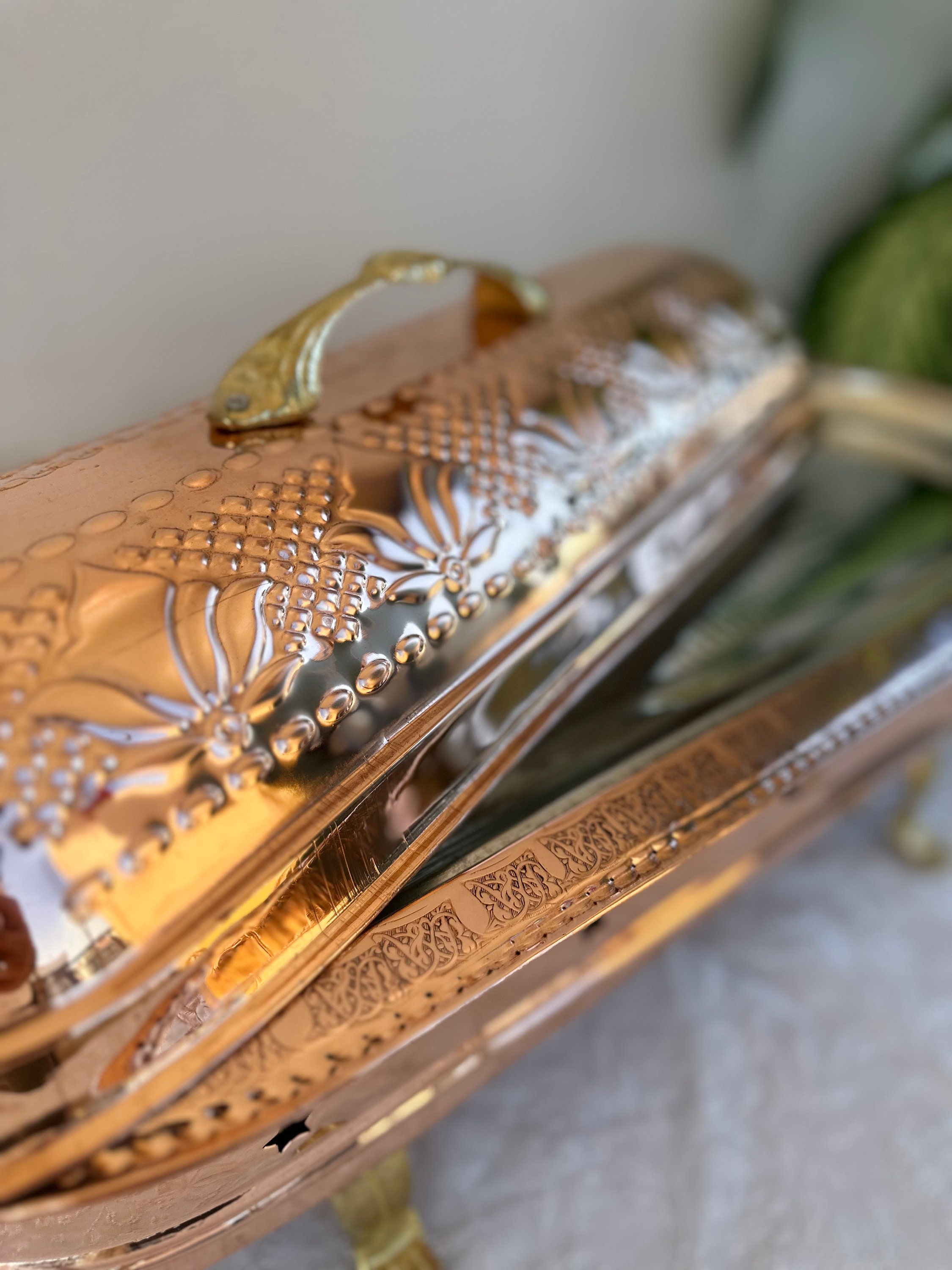 Heated Copper Kebab Serving Plate,food Serving Plate With Lid,heated ...