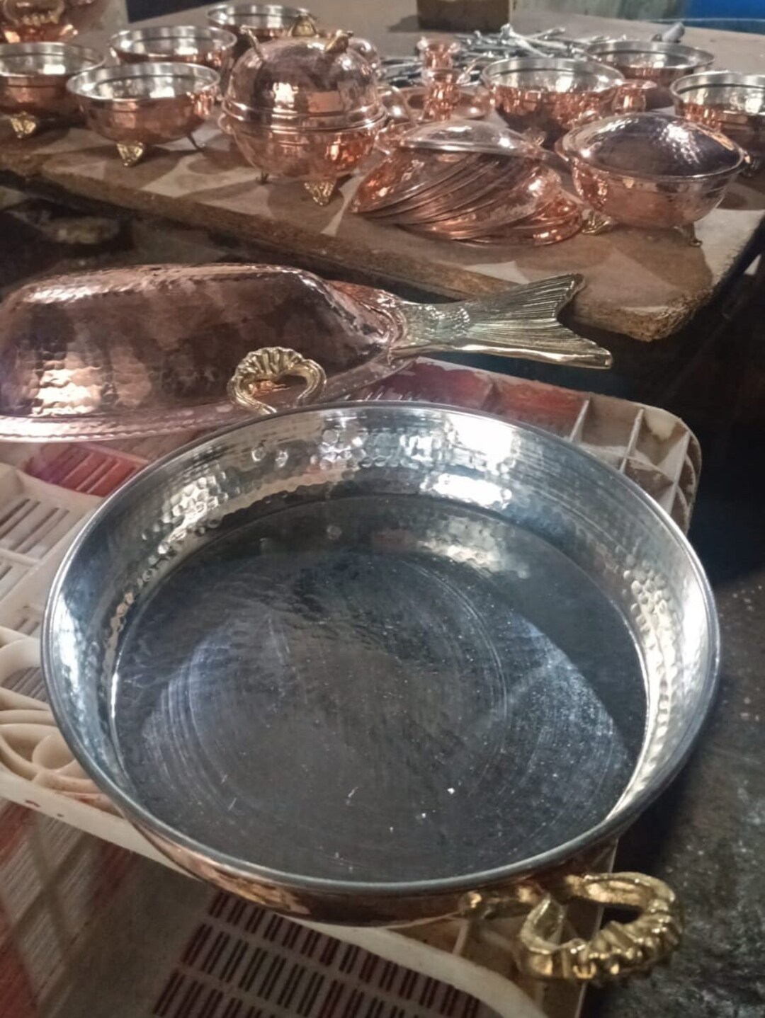 Large Thick Turkish Copper Pans/double Handled Forged Copper Pan/frying ...