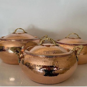 Pure Copper Cookware Set,thick Double Brass Pot With Lid Handle,kitchen ...