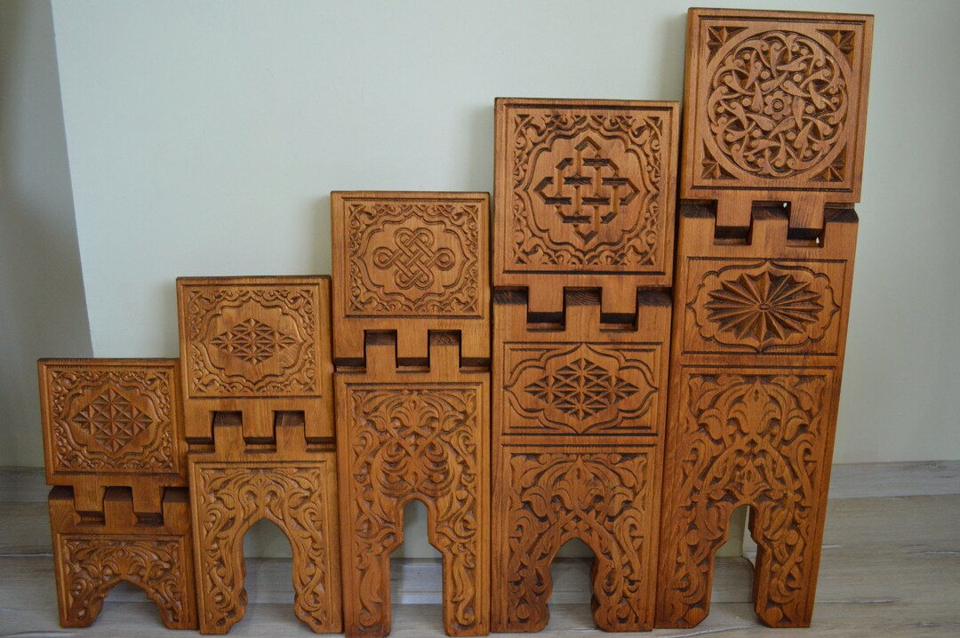 Handmade Wooden Folding Quran-bible Stand, Natural Wood Carved ...