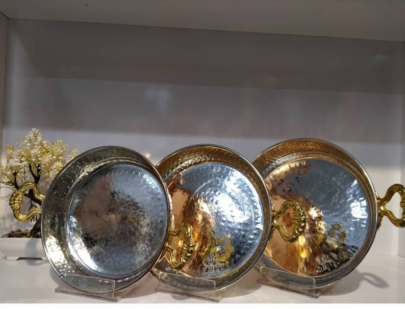 Turkish 3-piece Copper Pans/double Handled Vintage Forged - Etsy