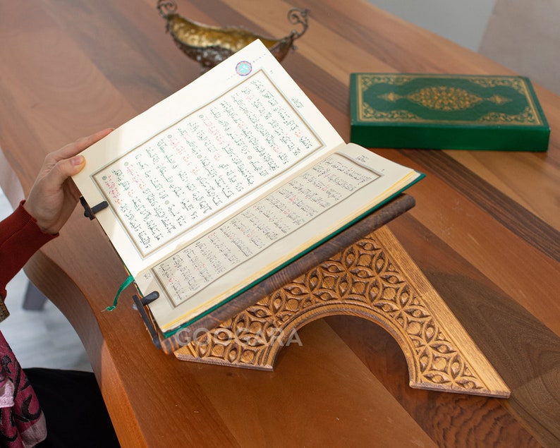 Wooden Book Stand for Quran and Bible Reading, Foldable Book Rest ...