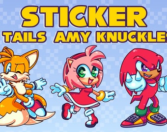 Sonic the Hedgehog Premium Sticker Set of 4 Sonic, Tails, Knuckles ...