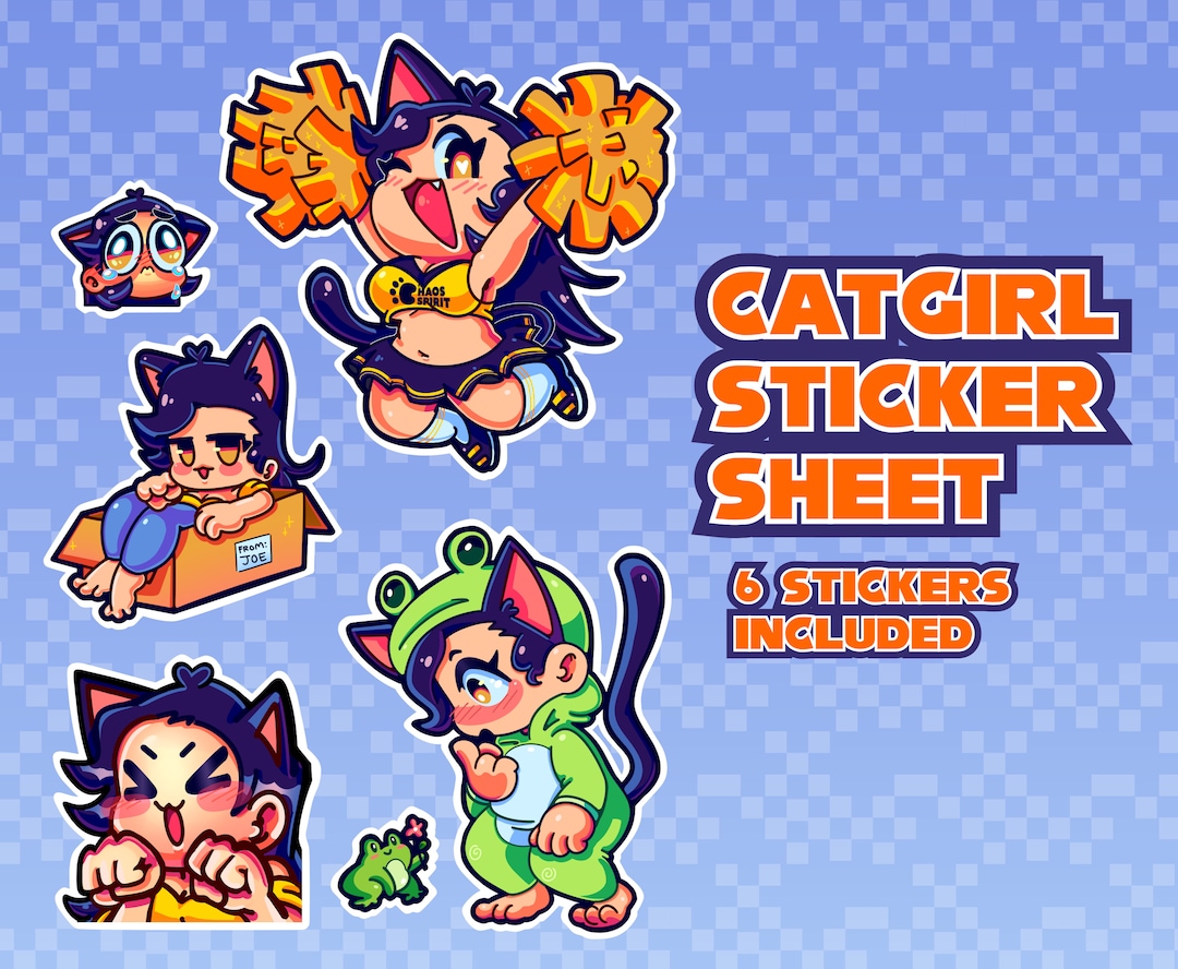 Cat Girl Sticker Sheet- 6 Stickers - Etsy