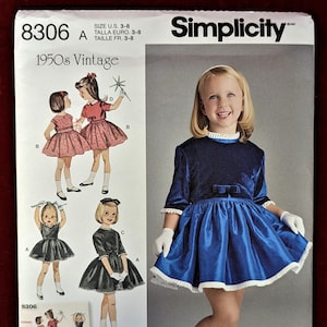 Simplicity "1950s Vintage" Child's Sleeveless Dress and Lined 3/4 ...