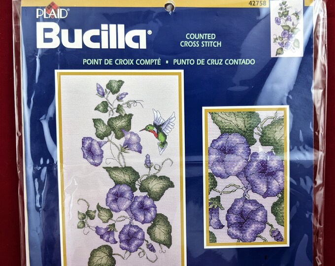 Vintage Plaid Bucilla "morning Glories" Counted Cross Stitch Kit 42758 ...
