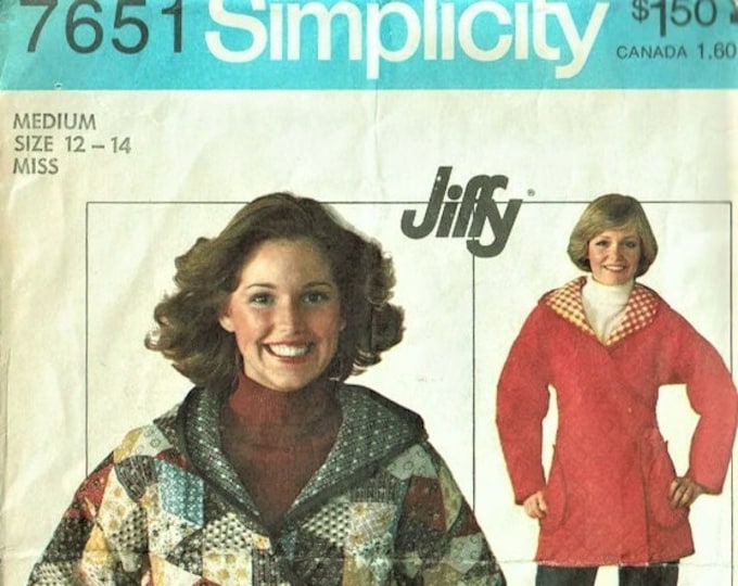 Vintage Simplicity Jiffy 7651 Misses Unlined Hooded Jacket W / Kimono ...