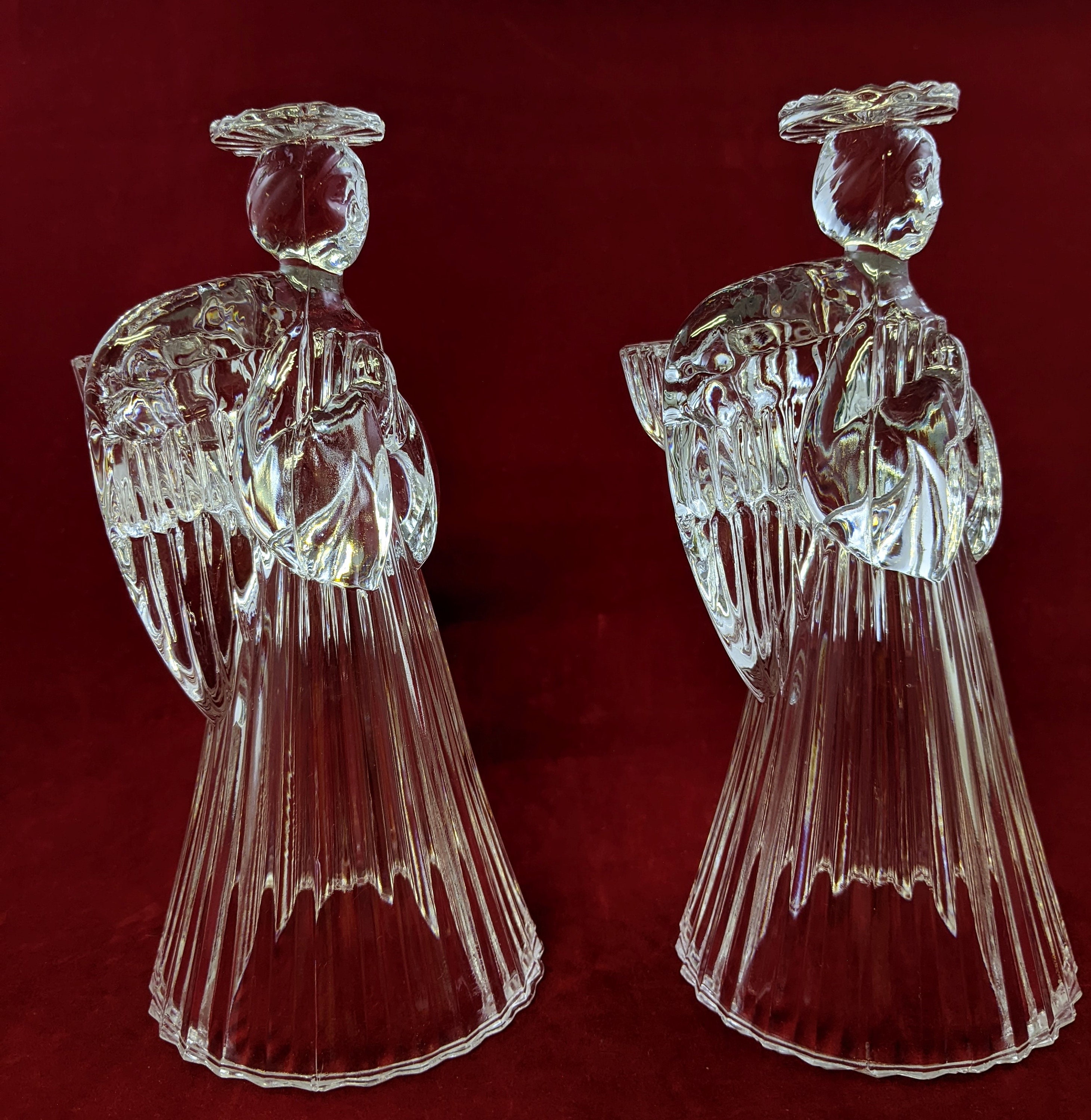 Vintage St George Crystal Pattern "praying Angels" Set of 2 Candlestick ...