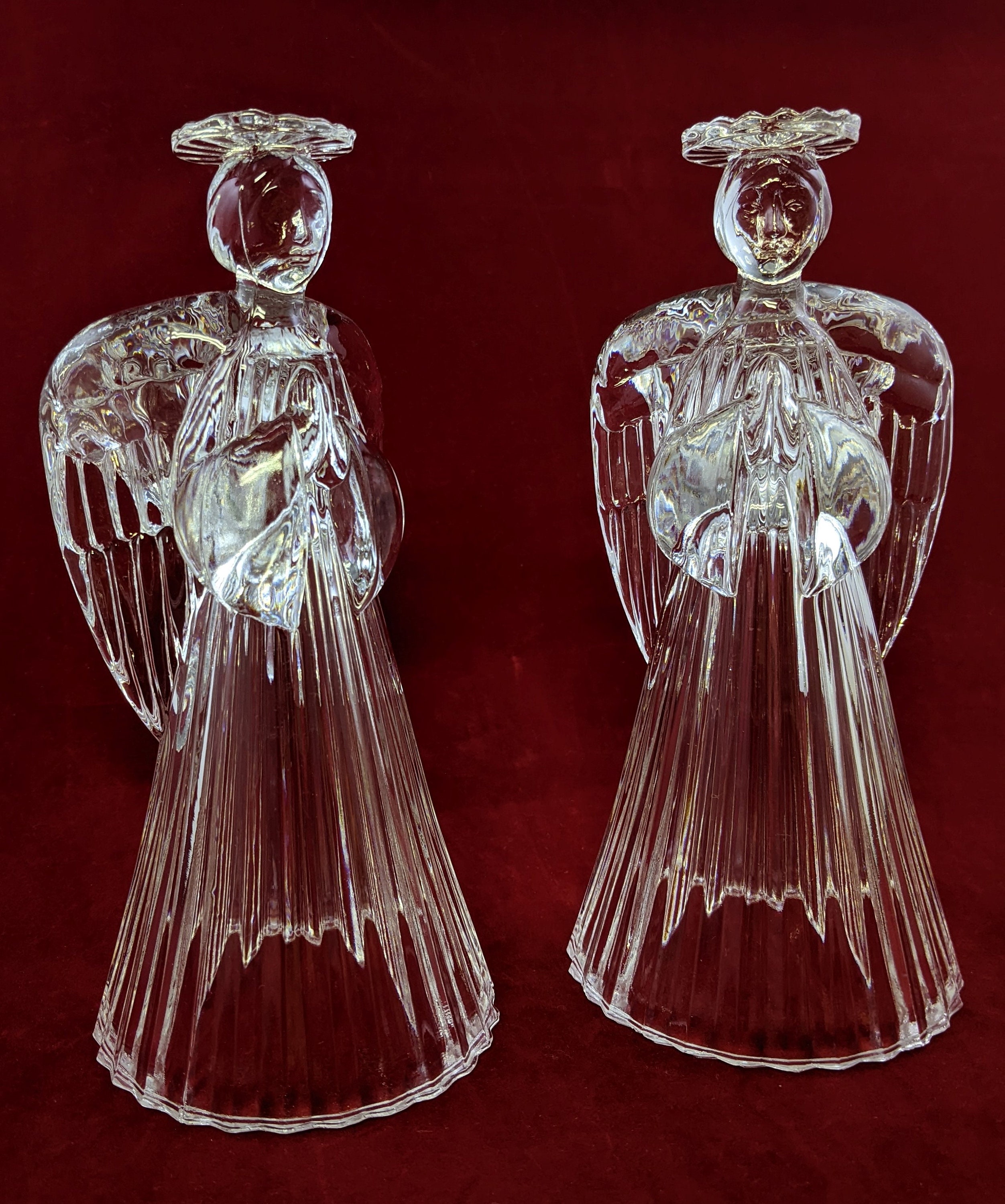 Vintage St George Crystal Pattern "praying Angels" Set of 2 Candlestick ...