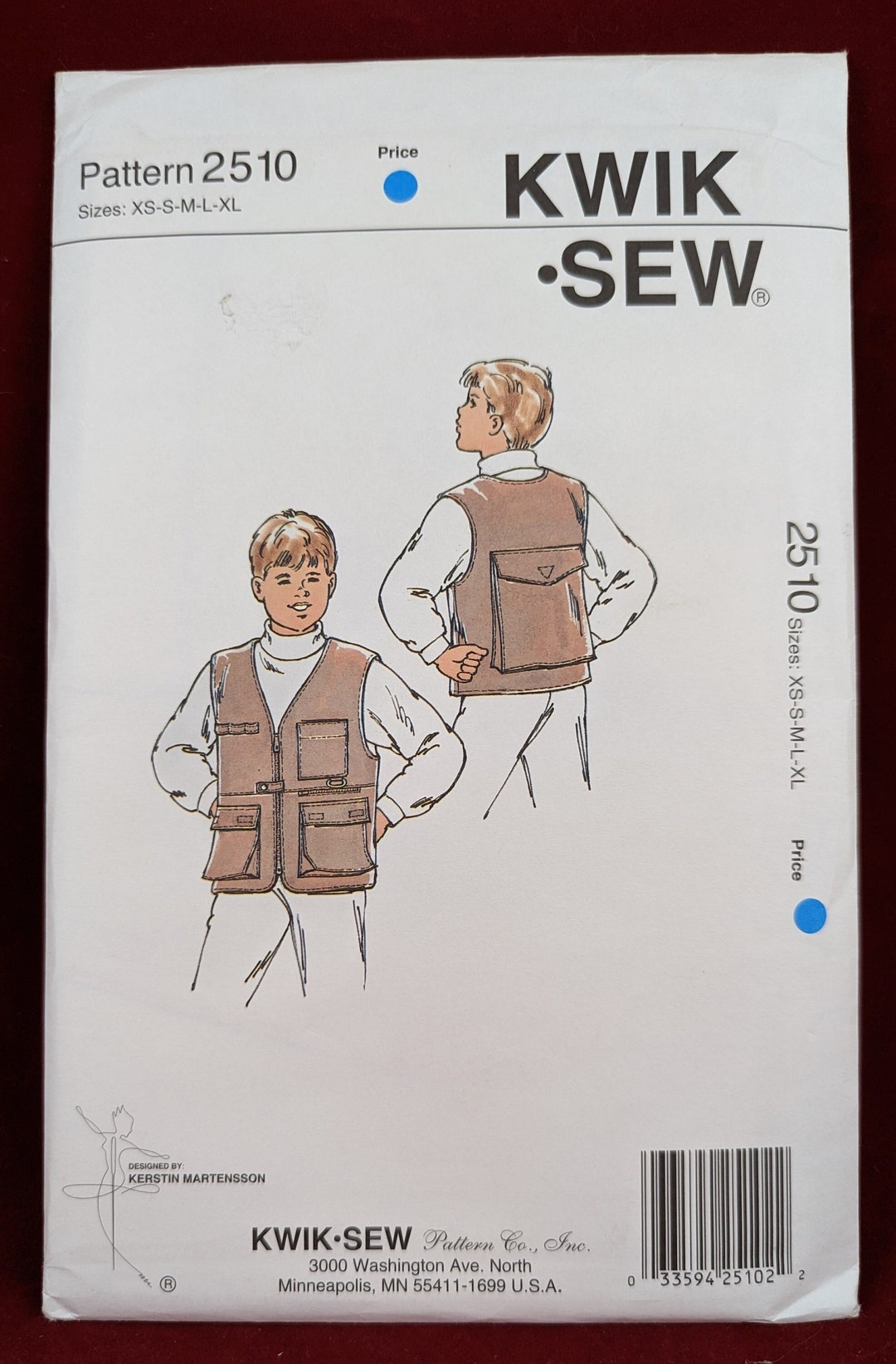 Vintage Kwik Sew 2510 Designer Boy's Multi-pocketed Vest for Woven ...