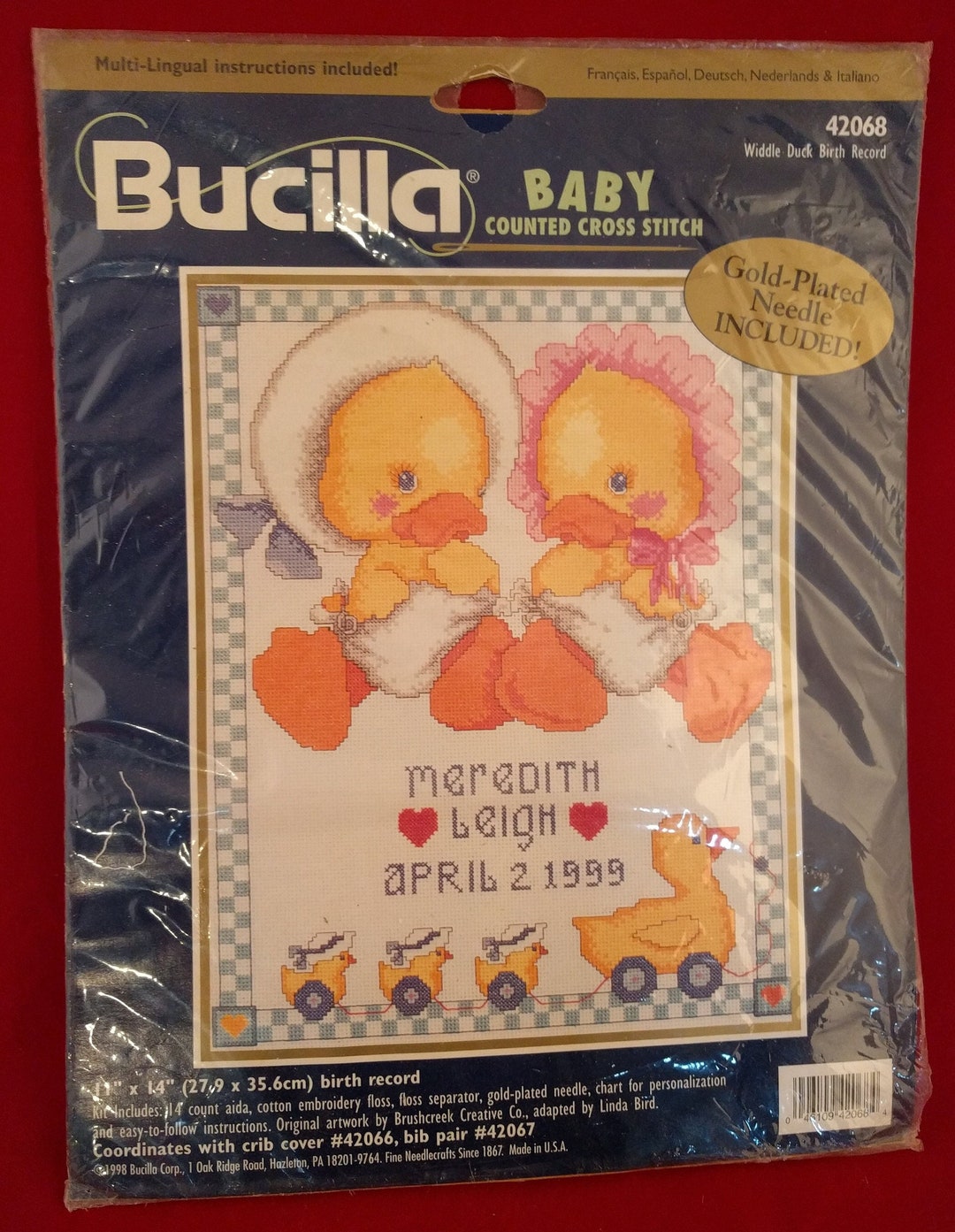 Vintage Bucilla Kit # 42068. Baby Counted Cross Stich, " Widdle Duck ...