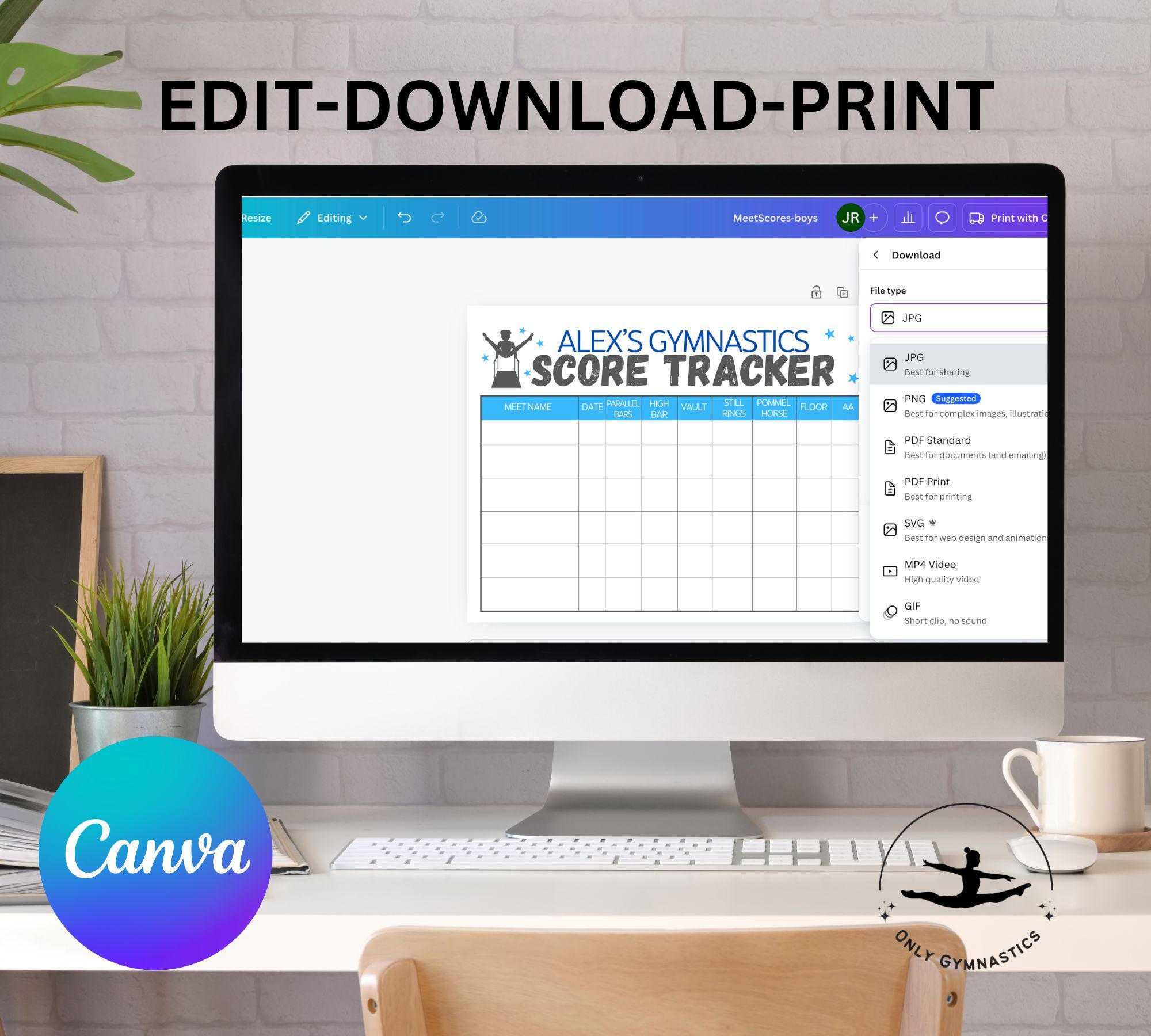 Personalized Boys Gymnastics Meet Score Tracker | Customizable Men's ...