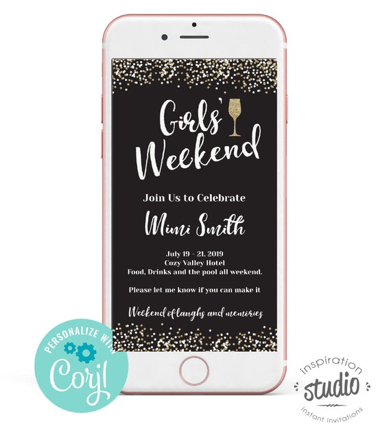 Paper & Party Supplies Electronic invite Girls' Weekend Invite Ladies ...