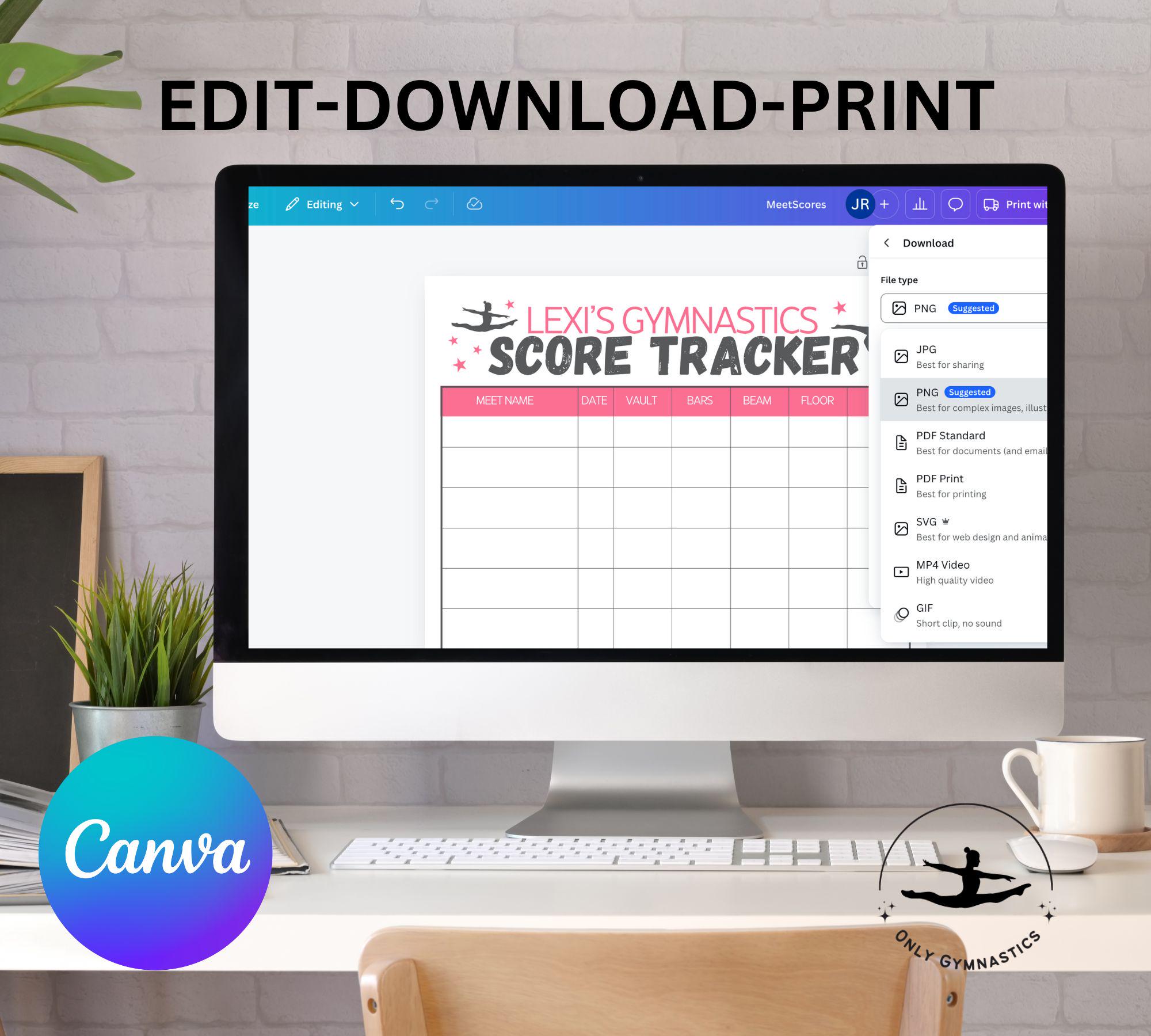 Personalized Gymnastics Meet Score Tracker | Customizable Canva ...