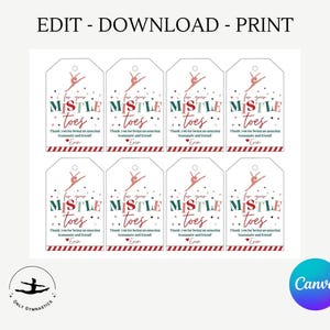 For Your Mistle Toes Christmas Tag Printable Gymnastics Christmas Favor ...