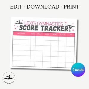 Personalized Gymnastics Meet Score Tracker | Customizable Canva ...