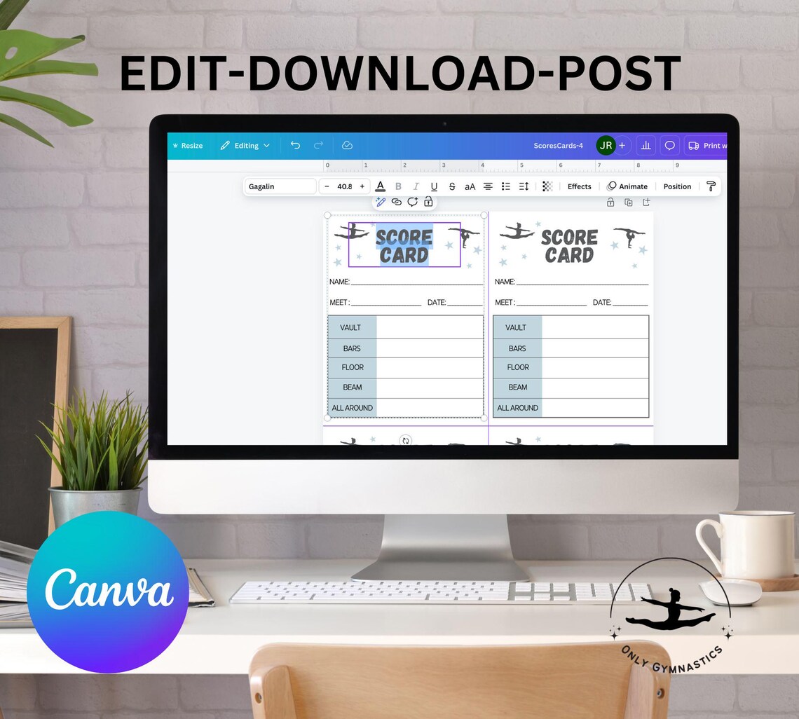 Personalized Gymnastics Score Cards | Editable Canva Template - Etsy