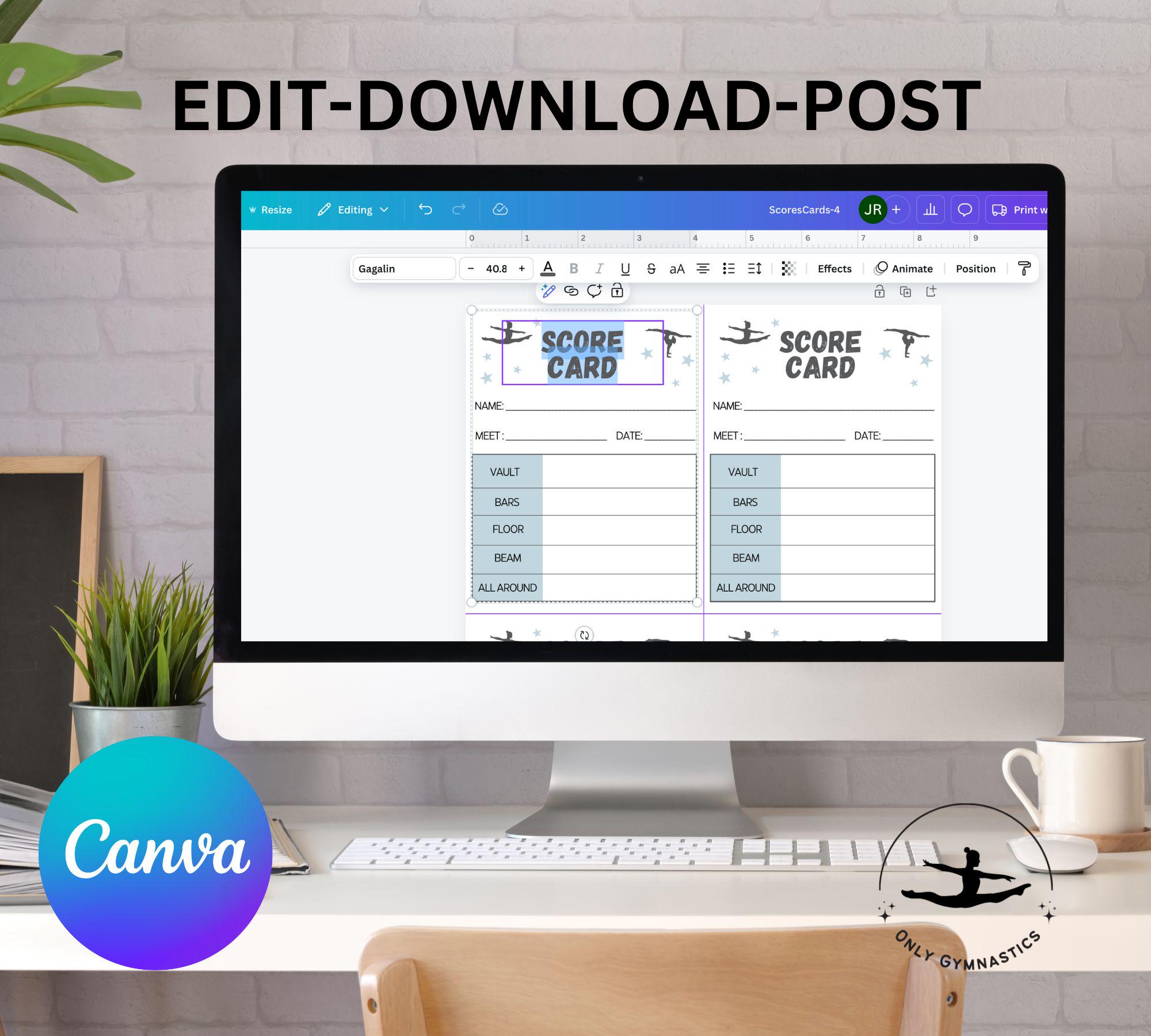 Personalized Gymnastics Score Cards | Editable Canva Template - Etsy