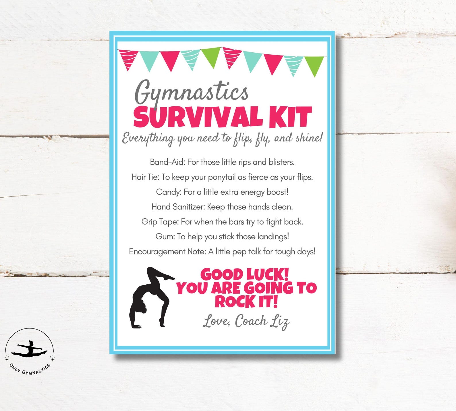 Gymnastics Survival Kit Tag | Printable Gift Tag | Gymnastics Meet ...