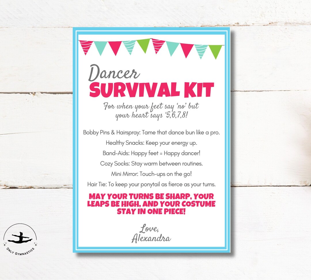Dancer Survival Kit Tag | Printable Gift Tag | Dance Competition Favor ...