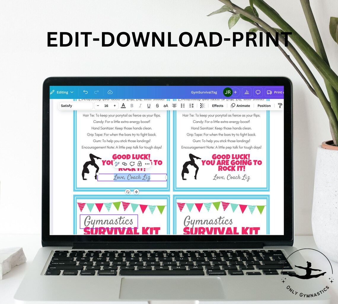 Gymnastics Survival Kit Tag | Printable Gift Tag | Gymnastics Meet ...