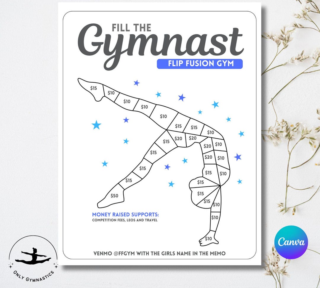 Gymnastics Fundraiser Template | Fill the Gymnast Editable Canva for ...