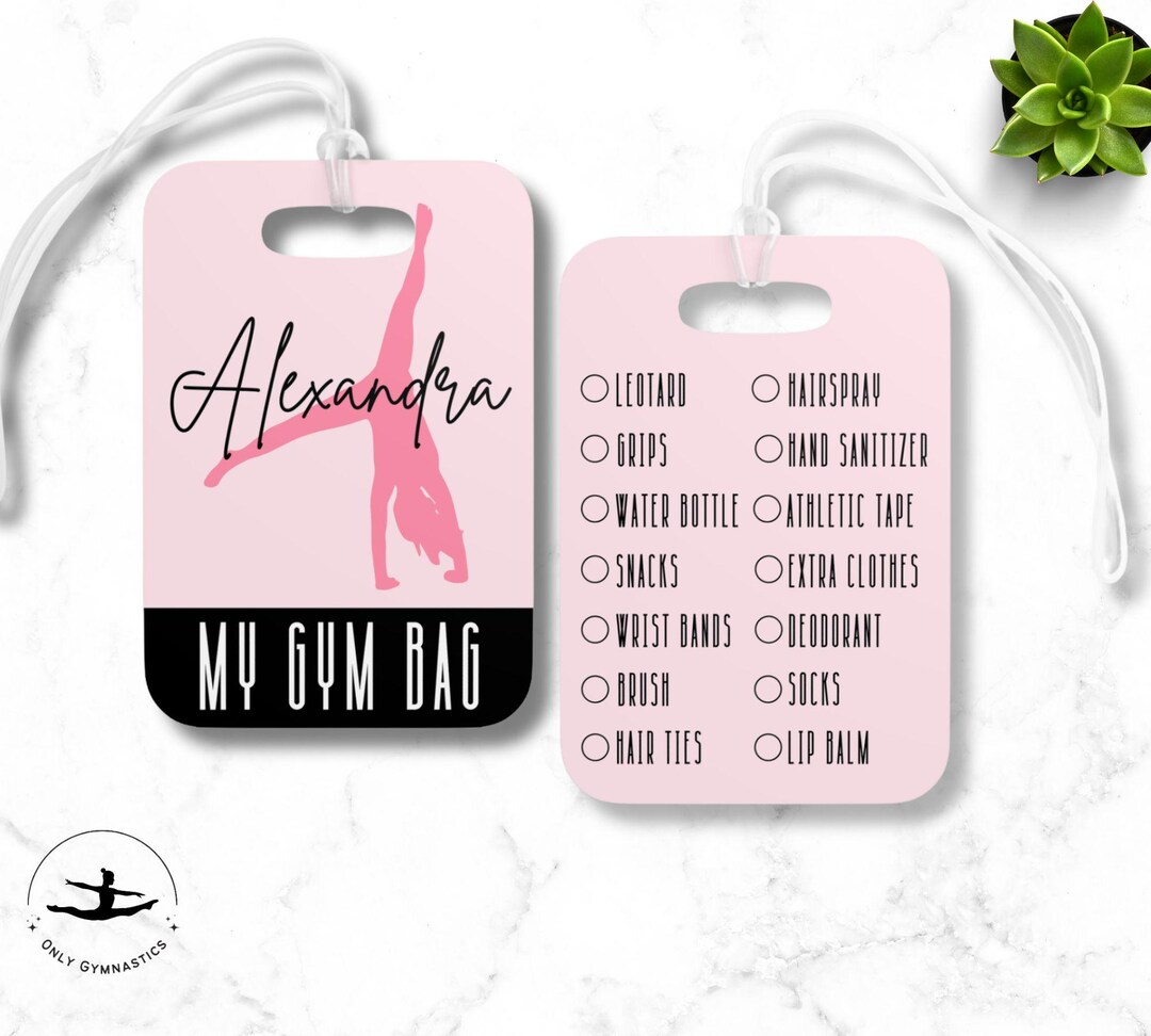 Customized Gymnastics Bag Tag | Gymnastics Checklist | Name Tag With ...