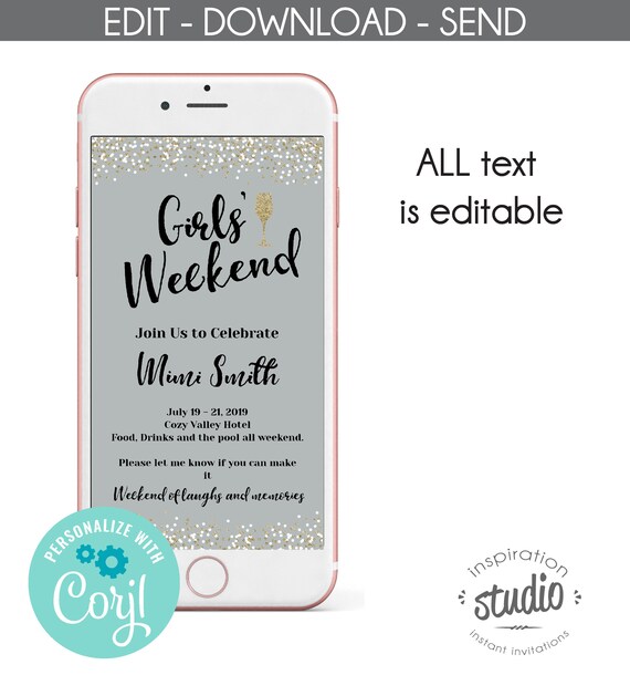 Paper & Party Supplies Electronic invite Girls' Weekend Invite Ladies ...