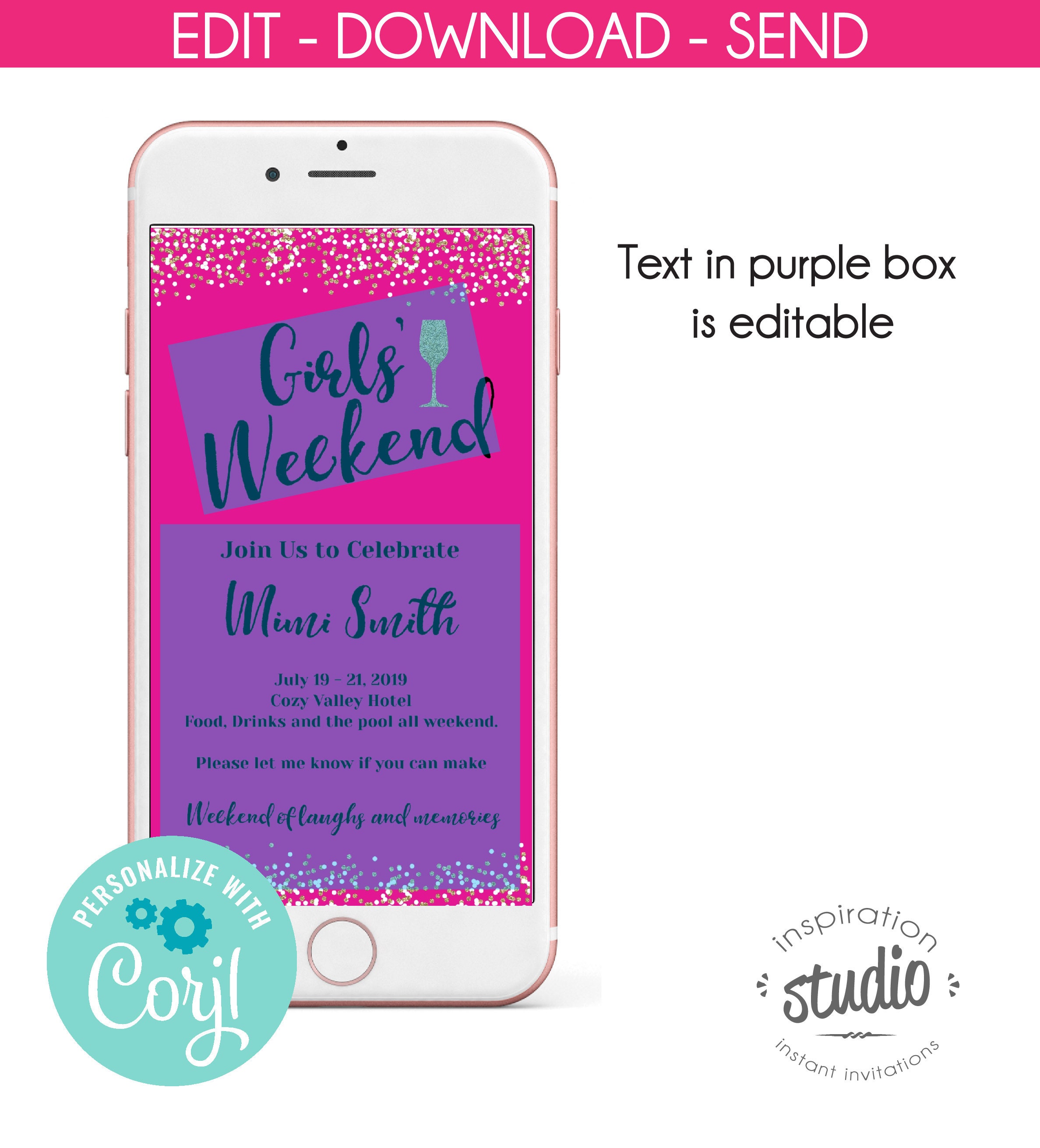 Paper & Party Supplies Electronic invite Girls' Weekend Invite Ladies ...