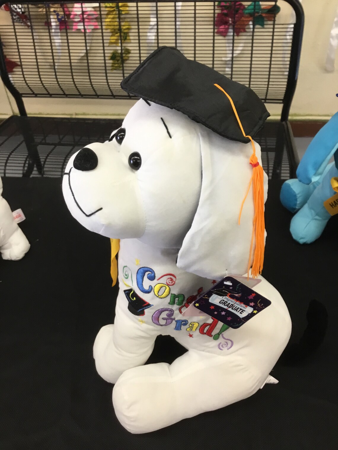 Graduation Autograph Stuffed White Dog With Pen Black Hat | Etsy