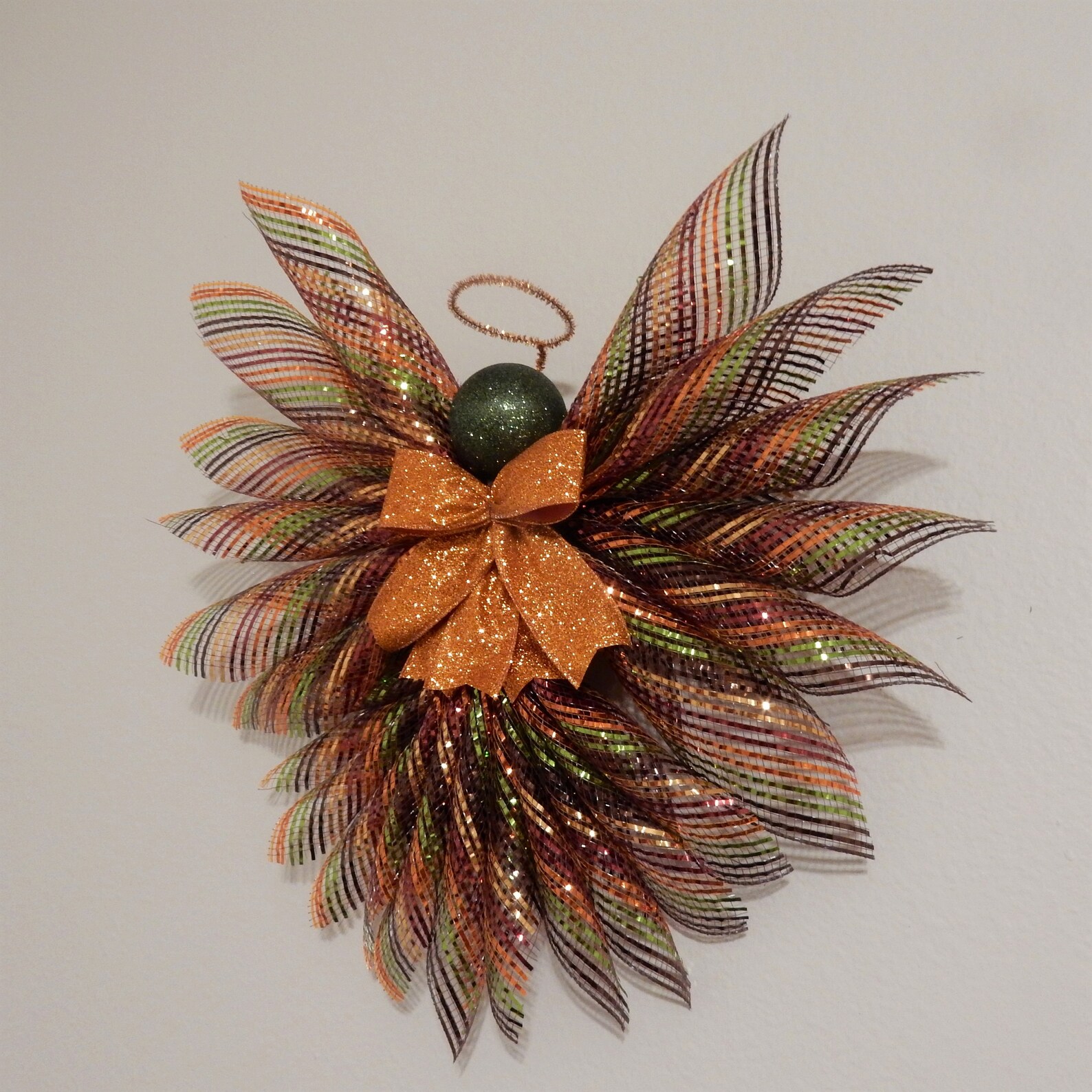 Fall Mesh Angel Angel Wreath Angel Tree Topper Guardian | Etsy