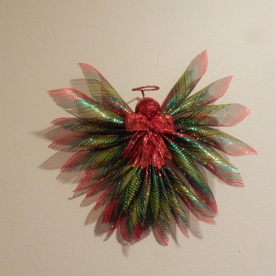 Mesh Angel, Angel Wreath, Front Door Decor, Angel Tree Topper, Guardian ...