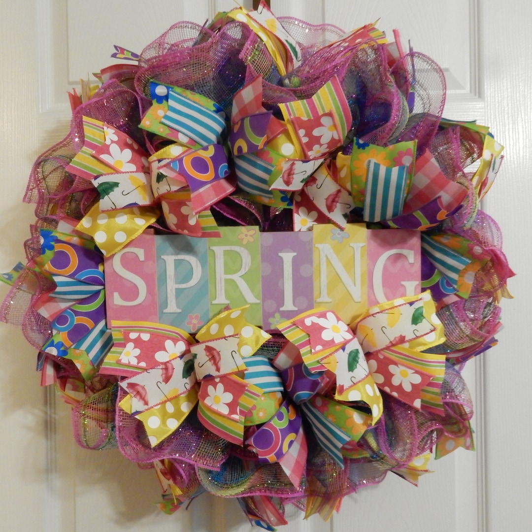 Spring Welcome Wreath for Front Door, Easter Wreath - Etsy