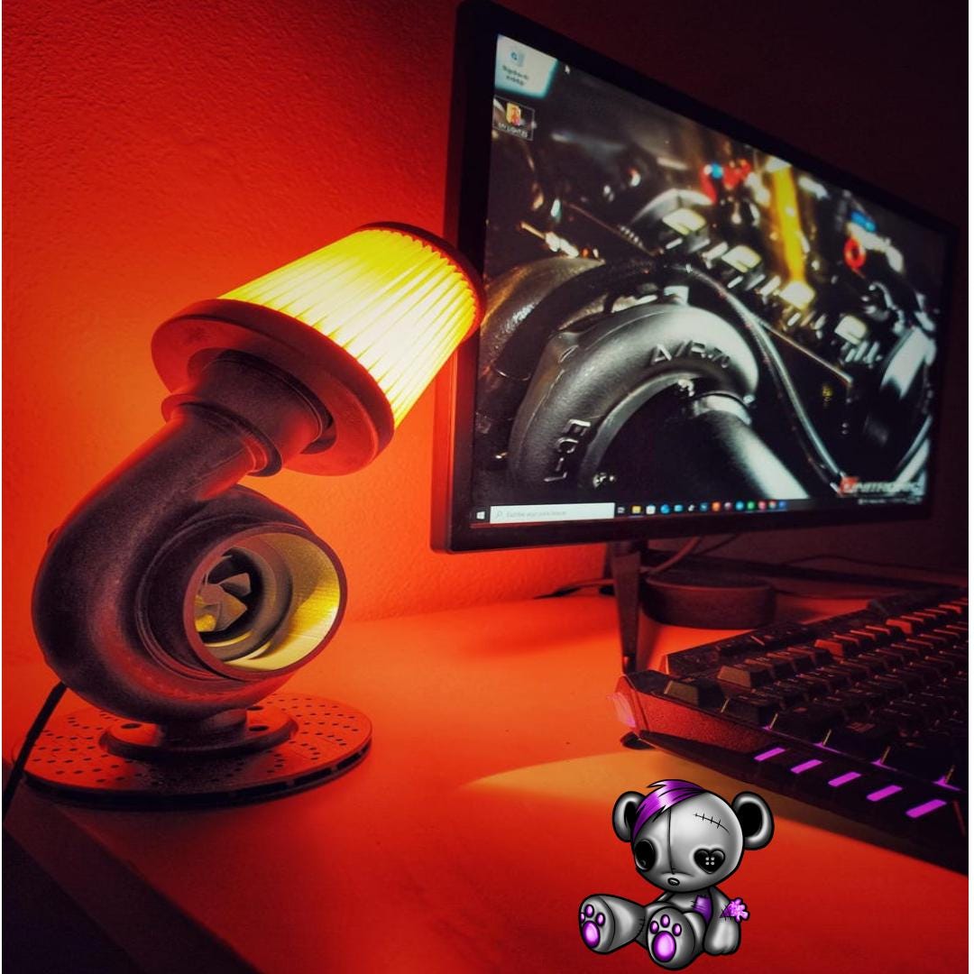 Customizable Turbo Lamp With Brake Disc Base Car Enthusiast LED Desk ...