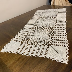 Handmade Crochet Table Runner W/ Flowers - Etsy
