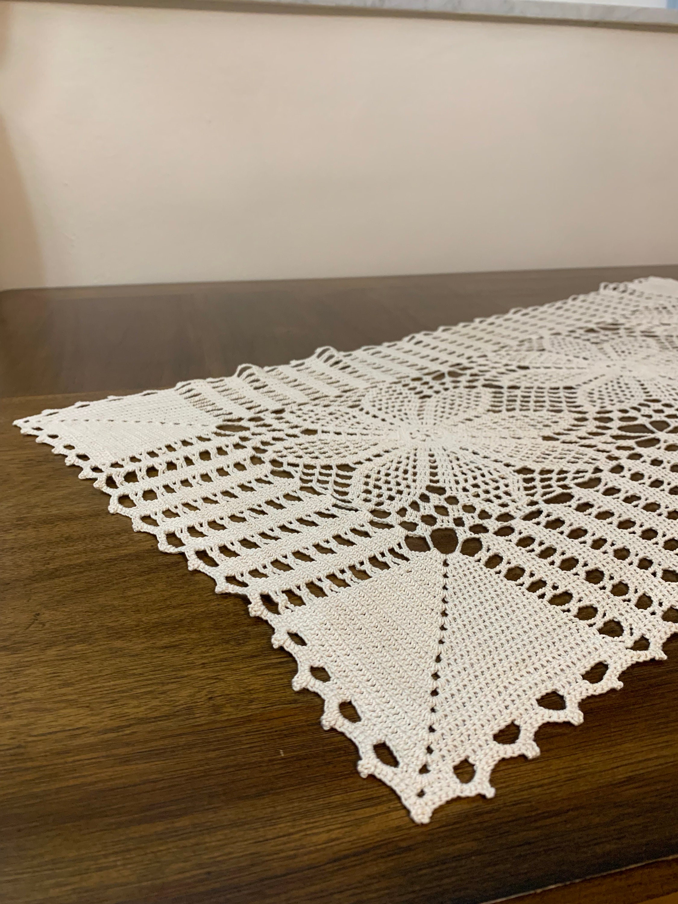 Handmade Crochet Table Runner W/ Flowers - Etsy