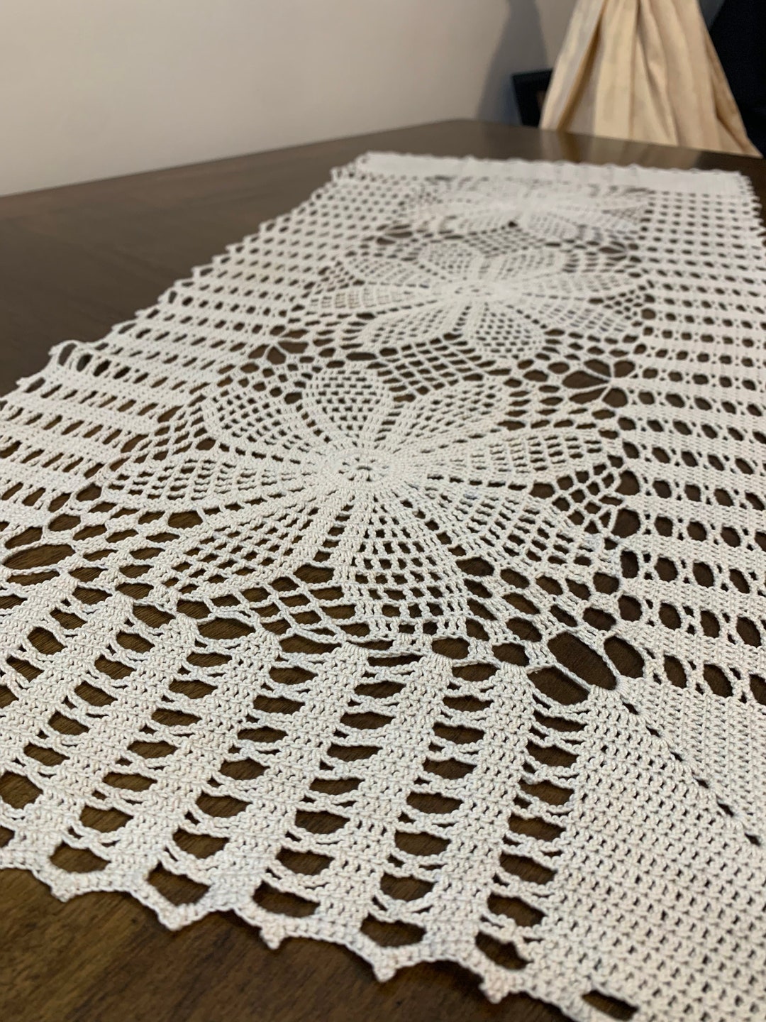 Handmade Crochet Table Runner W/ Flowers - Etsy