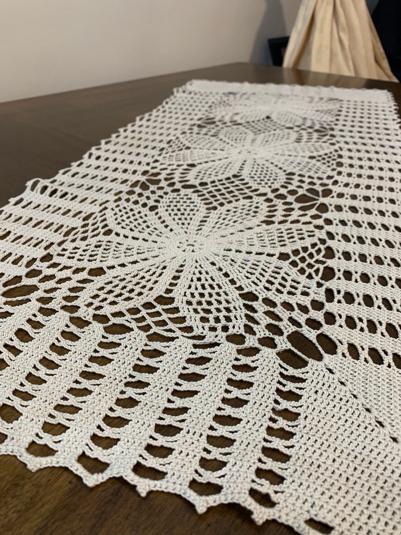 Handmade Crochet Table Runner W/ Flowers - Etsy