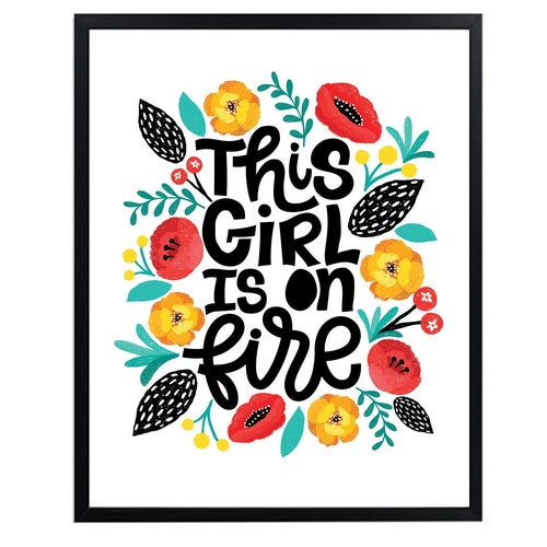 This Girl is on Fire Wall Art Print Girl Power Teen Decor - Etsy