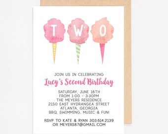 Cotton Candy Birthday Invitation - Etsy