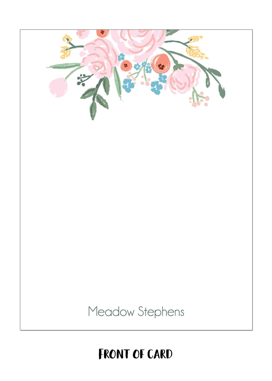 Floral Note Card, Custom Stationery, Personal Stationery, Desk ...