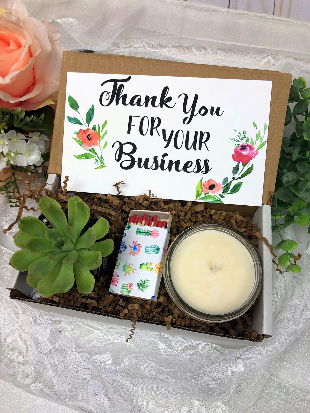 Office Thank You Gift Corporate Gift Box Business Gift Succulent Candle ...