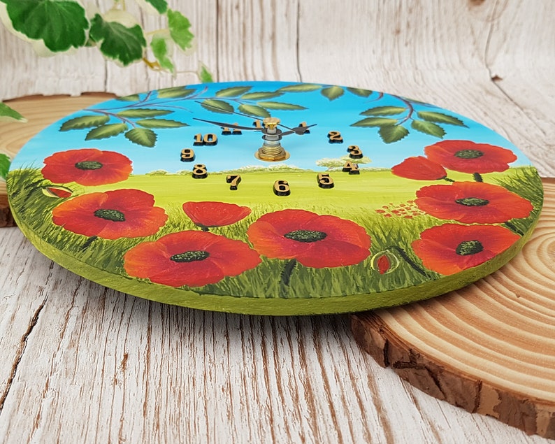 Poppy Hand Painted Wall Art Clock | Etsy