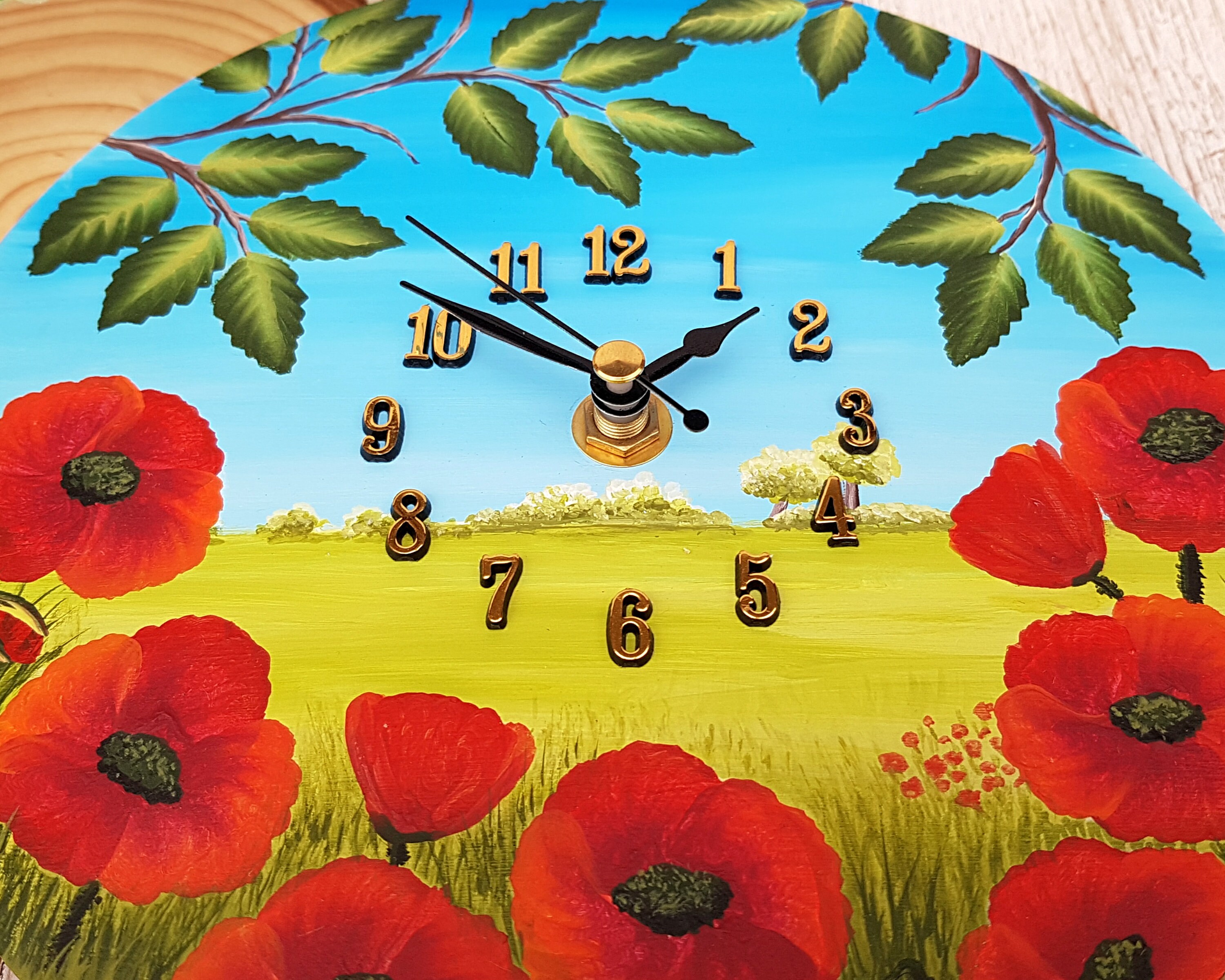 Poppy Hand Painted Wall Art Clock - Etsy UK