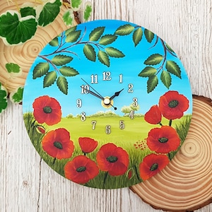 Poppy Hand Painted Wall Art Clock - Etsy UK