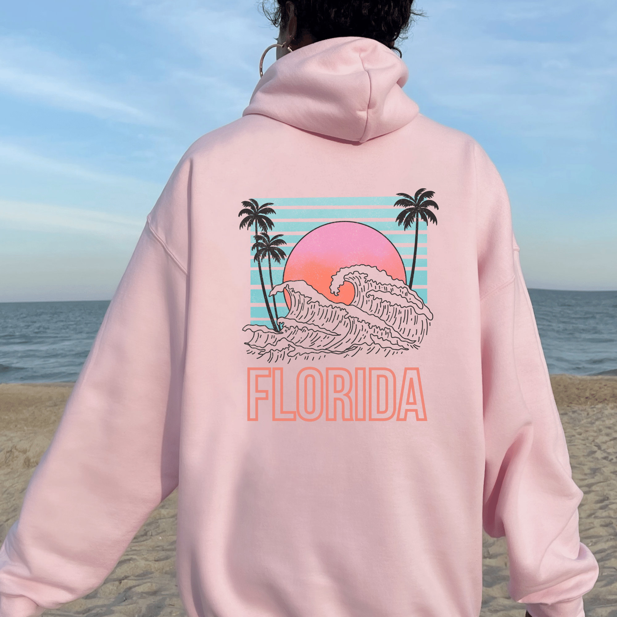 Florida Beach Hoodie Front Back Design Gift for Her, FL Beach Hoodie ...